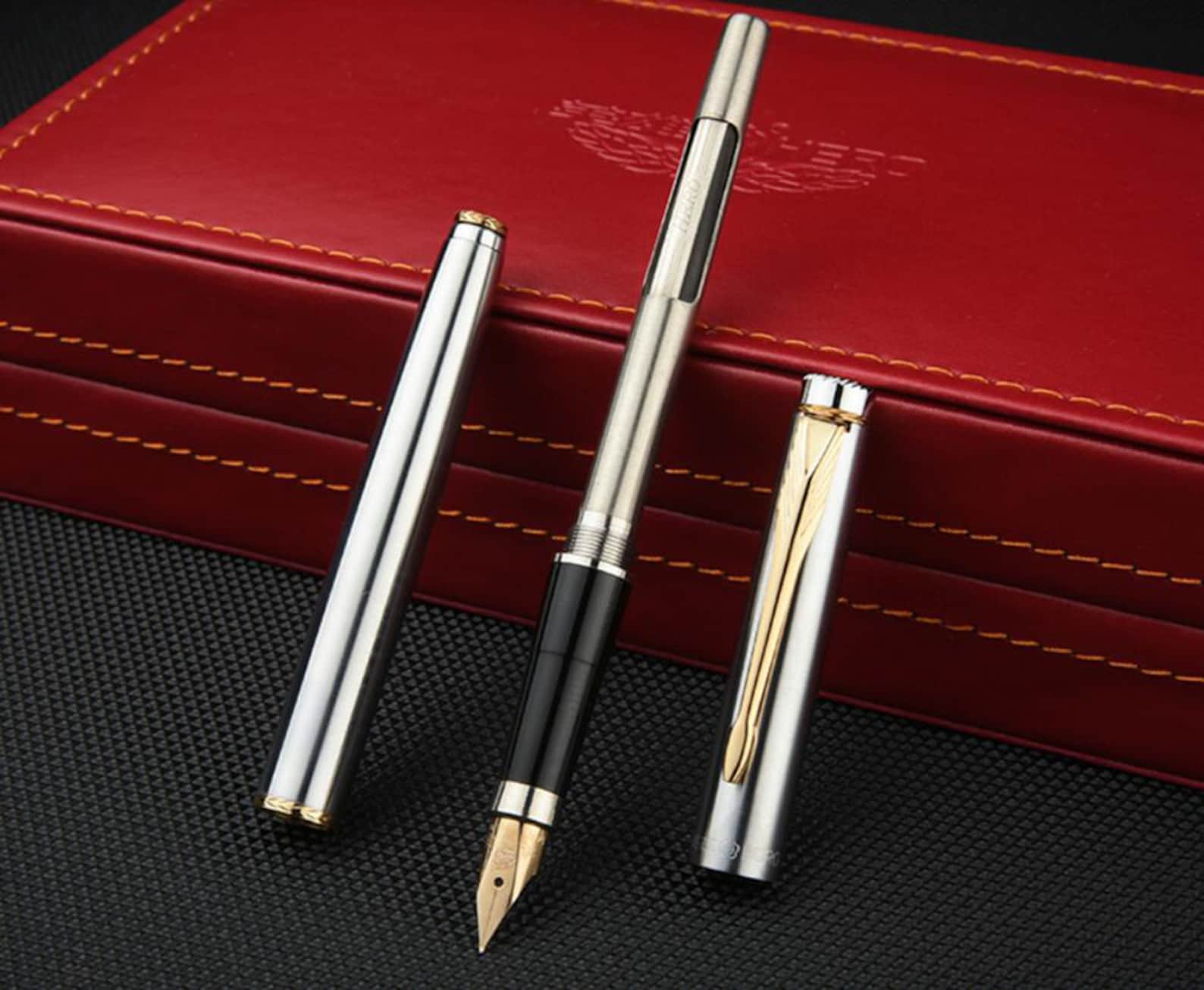 Hero 200A Classic Stainless Fountain Pen 14K Gold Fine Nib | Etsy