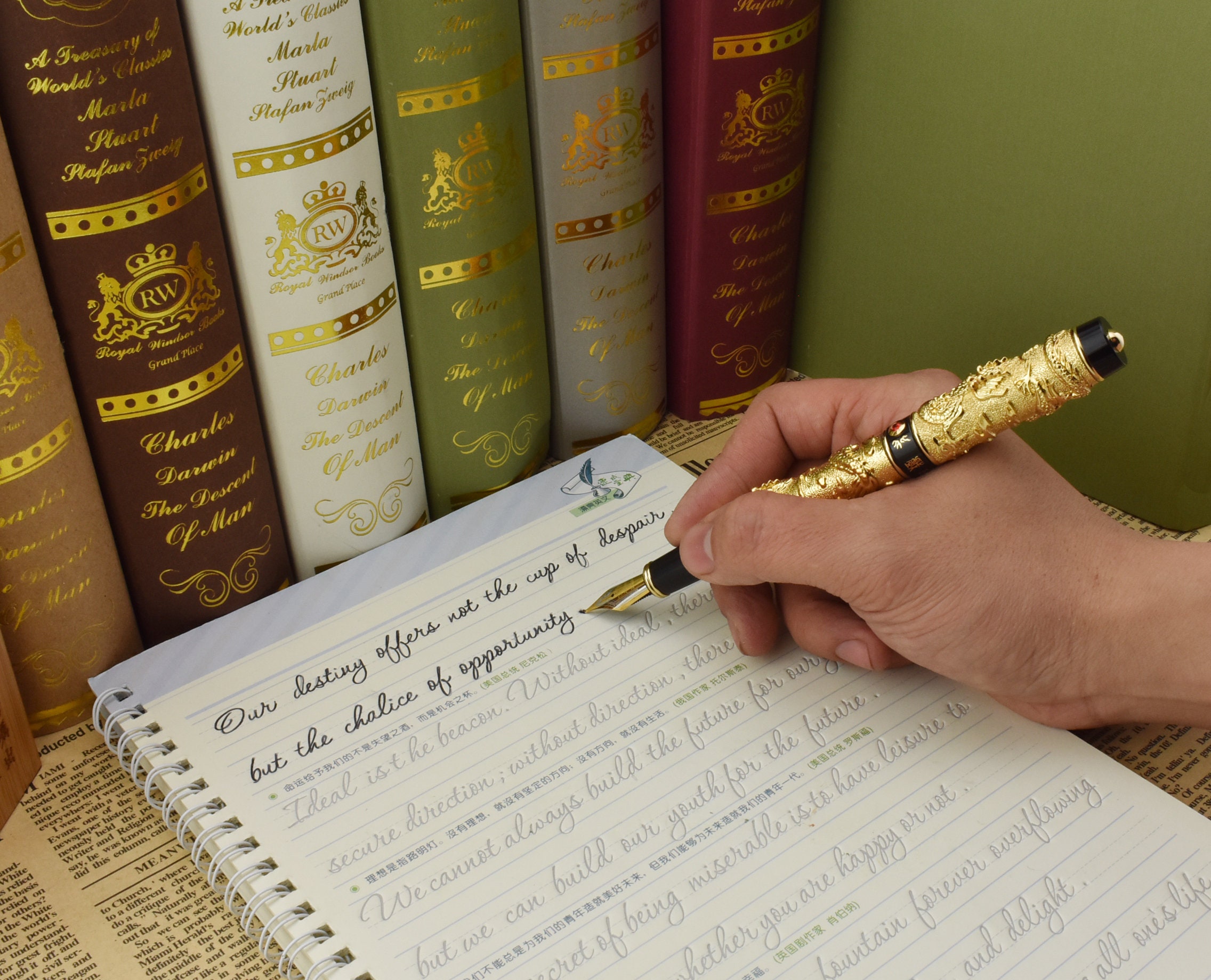 Jinhao Golden Dragon Fountain Pen Iridium Ef/f/m/bent Nib - Etsy