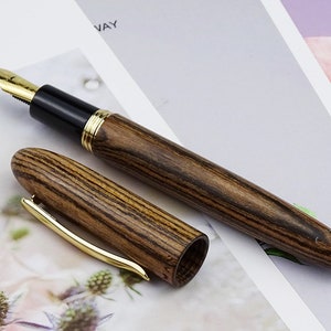 Majohn M6 Handmade Natural Tiger Texture Sandalwood Fountain Pen, Fine ...