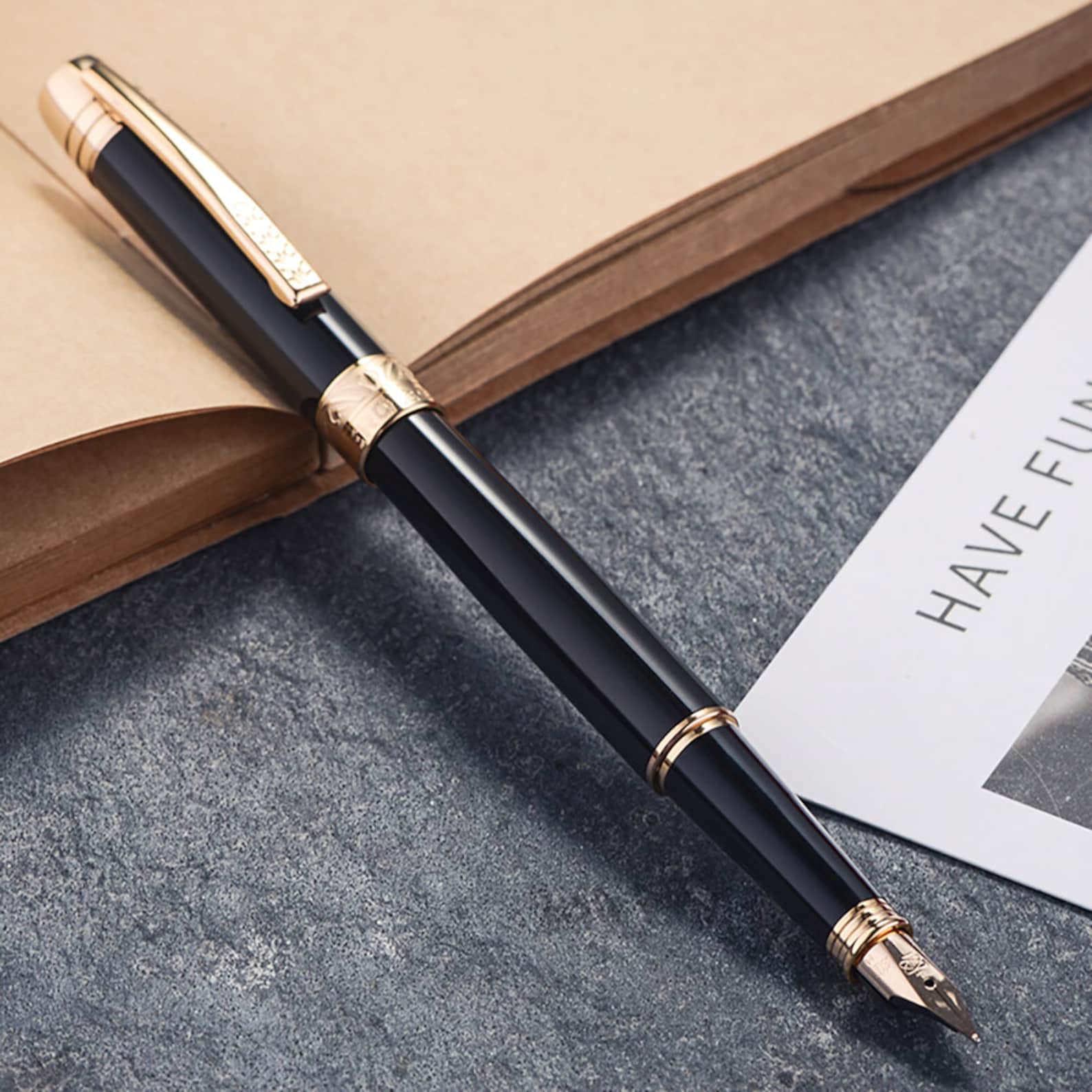 Hero 200C 14K Gold Fountain Pen Fine Nib Gold Carved Clip - Etsy