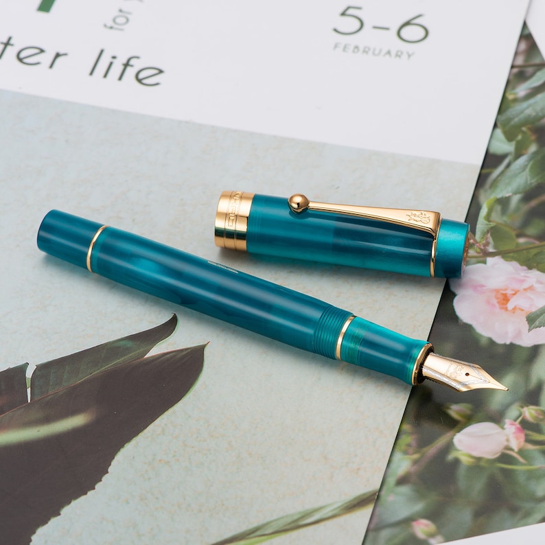 Jinhao 100 Centennial Teal Resin Fountain Pen Ef/f/m/bent Nib - Etsy