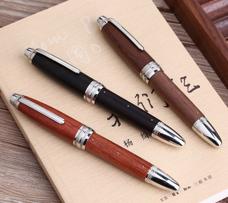 Majohn M1000 Wood Fountain Pen #35 BOCK Nib, Handmade Rivet Pearl Top ...