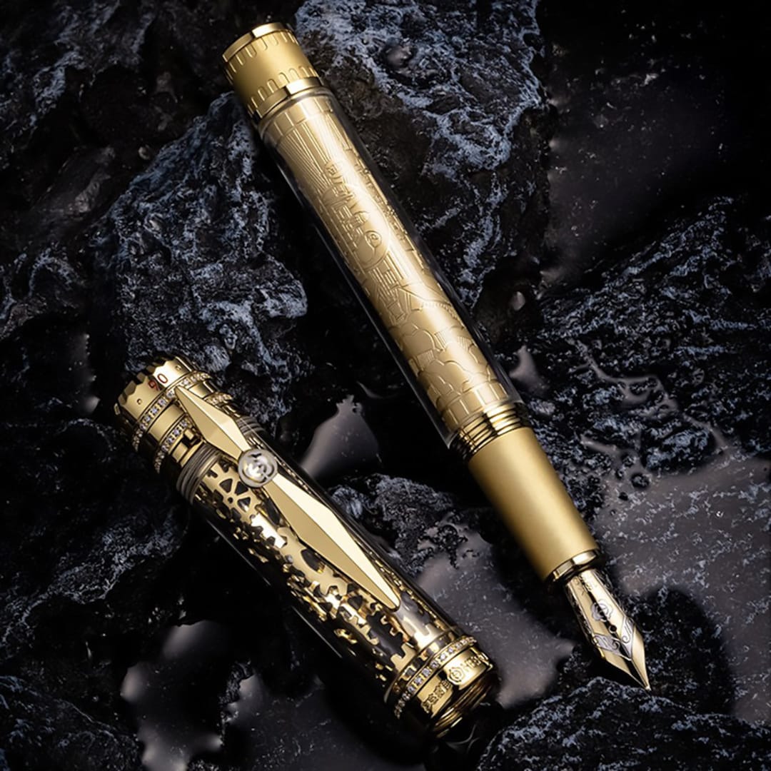 Hero H90 18K Gold Hollow Fountain Pen Clock Wheel Clip, #35 Fine Nib 90 ...