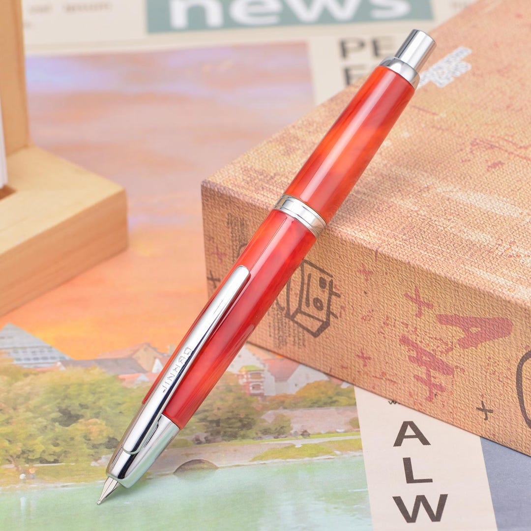 Jinhao 10 Retractable Fountain Pen Red With Clip Office Writing Pen - Etsy