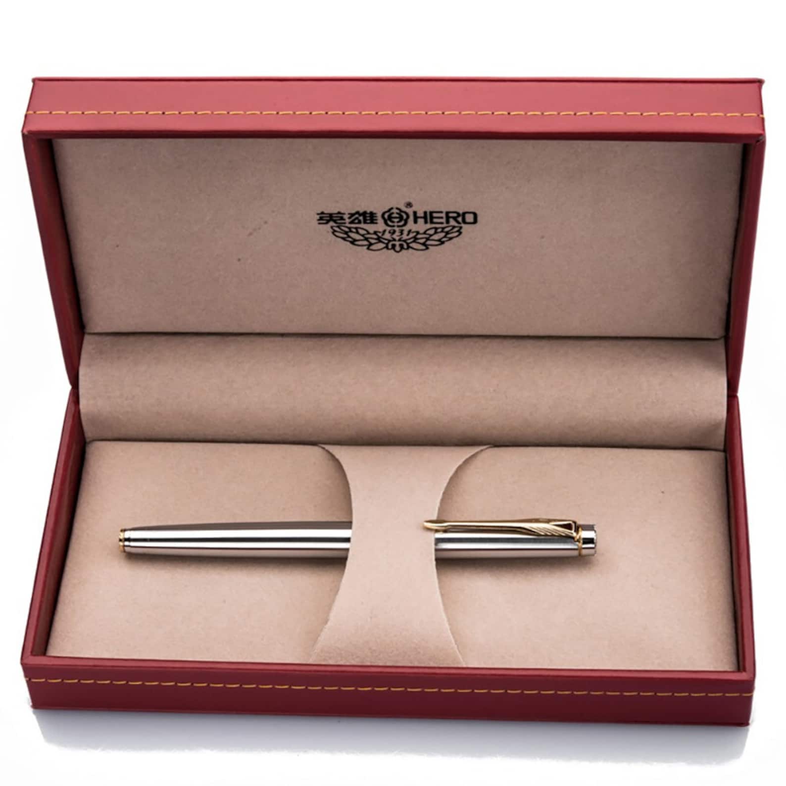 Hero 200A Classic Stainless Fountain Pen 14K Gold Fine Nib | Etsy