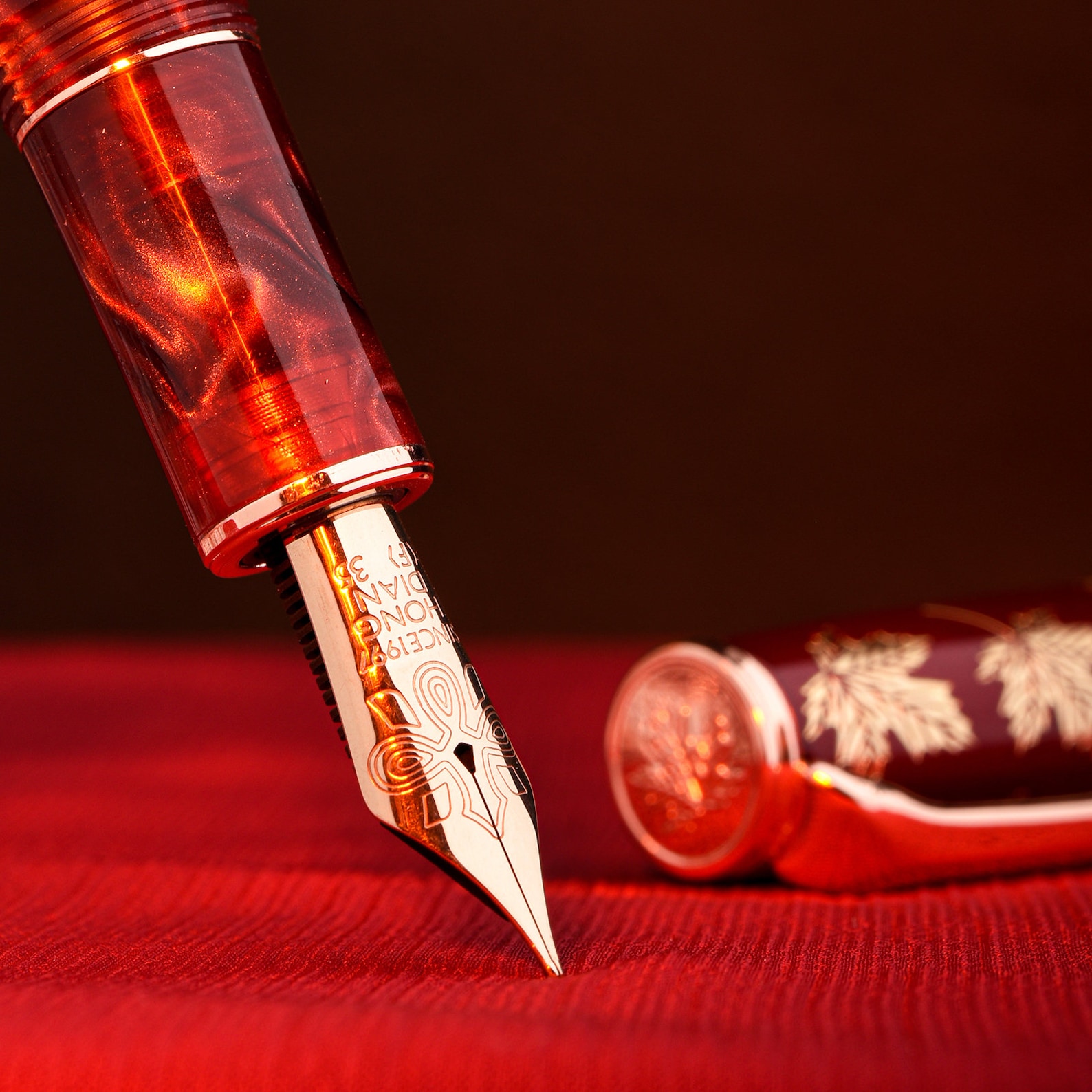 Hongdian N8 Fountain Pen Red Resin Gold Plated Maple Leaf - Etsy