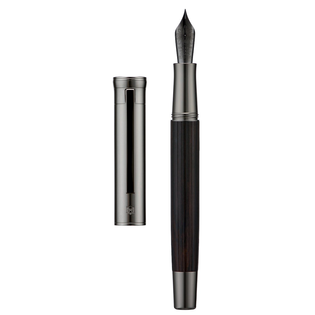 Hongdian 1866 Black Fountain Pen Natural Wood Writing Pen, EF/ F Nib ...