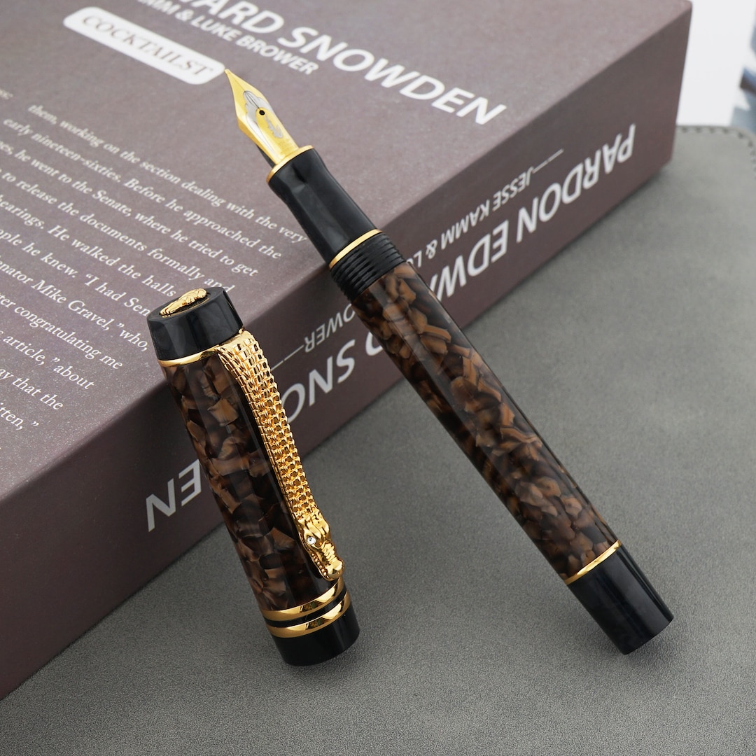 Buy Crocodile 806 Brown Marble Celluloid Fountain Pen Medium Nib ...