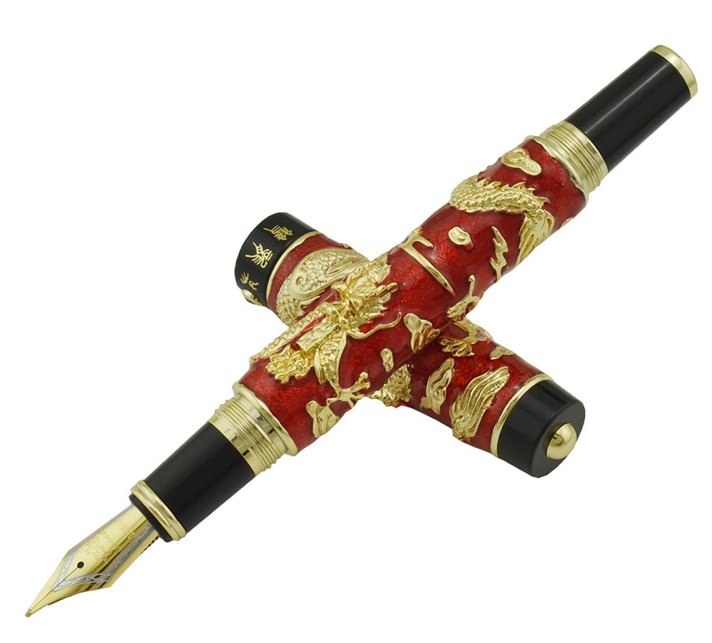 Jinhao Double Dragon Fountain Pen Red Cloisonne Enamel - Etsy Australia