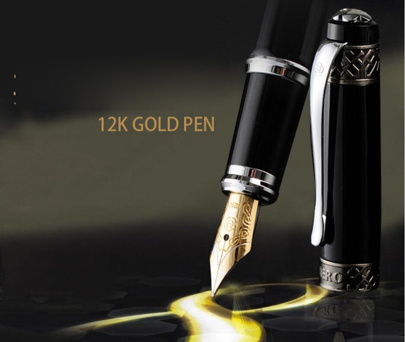 Hero Emperor 100 12K Solid Gold Fountain Pen Black Classic - Etsy