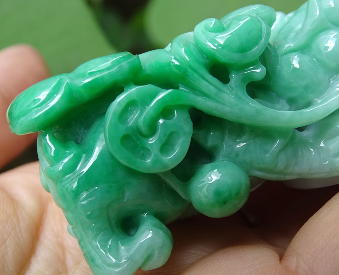 Certified Handmade Rich Green Jade Pendant Pixiu Type A | Etsy