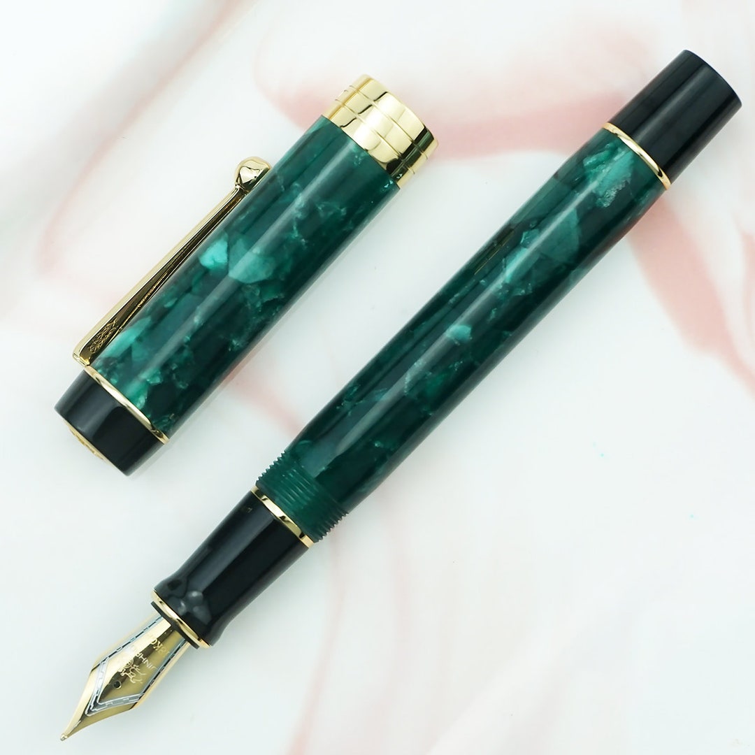 Jinhao 100 Centennial Fountain Pen Dark Green Resin, Ef/f/m/bent Nib Gold Trim Converter Pen ...