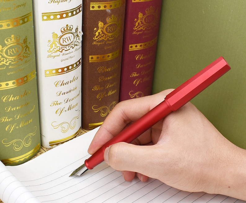 PENBBS 350 Red Aluminum Fountain Pen Fine Nib Smooth Writing - Etsy