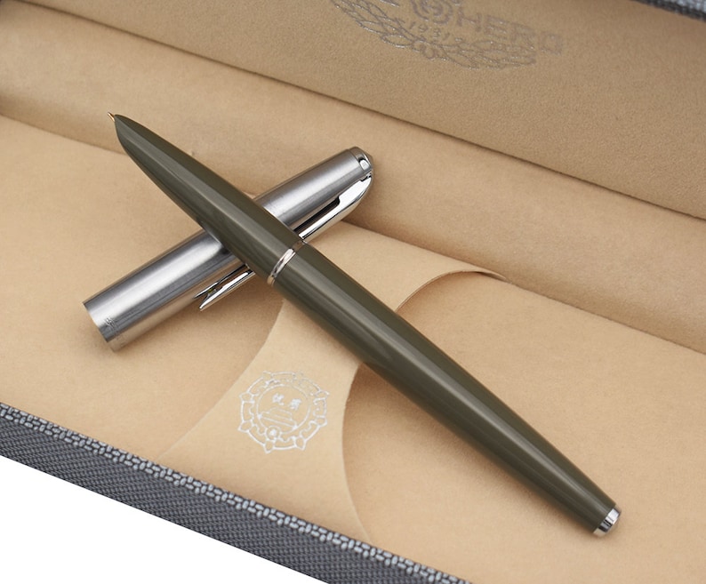 Hero 100 Fountain Pen 14K Fine Nib Classic Steel Hooded - Etsy