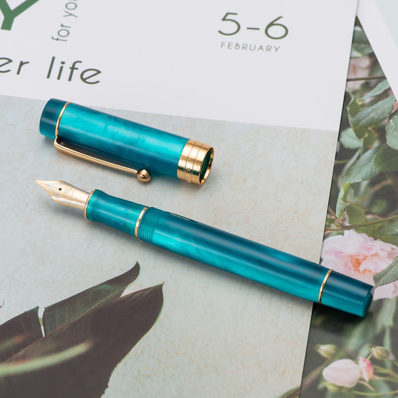 Jinhao 100 Centennial Teal Resin Fountain Pen Ef/f/m/bent Nib - Etsy
