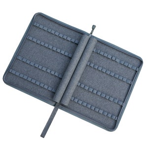 48 Slots Gray Fountain Pen Case, Canvas Pen Holder Display Pouch ...