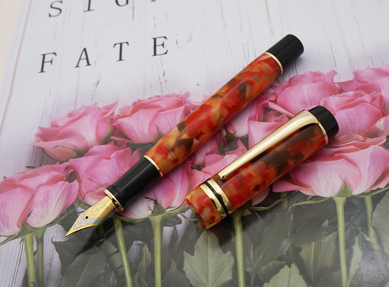 Kaigelu 316 Red Marble Acrylic Celluloid Fountain Pen Extra - Etsy