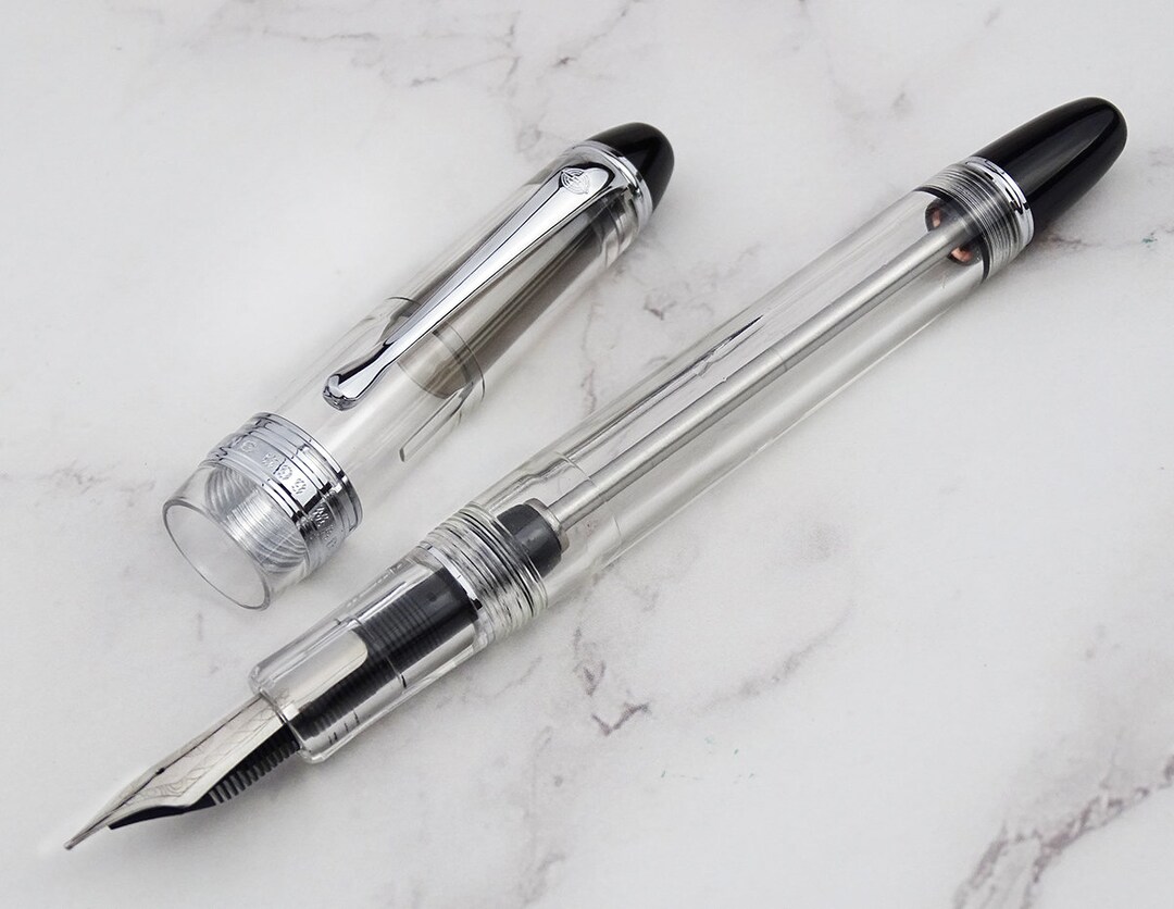 Wingsung 699 Clear Translucent Vaccum Filling Fountain Pen EF/F/M Nib ...