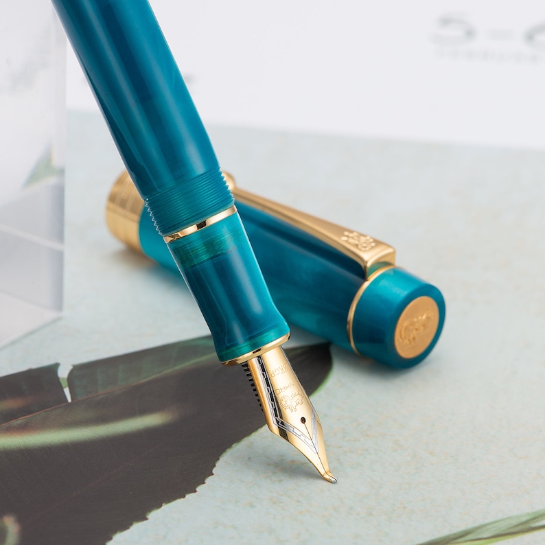 Jinhao 100 Centennial Teal Resin Fountain Pen Ef/f/m/bent Nib - Etsy