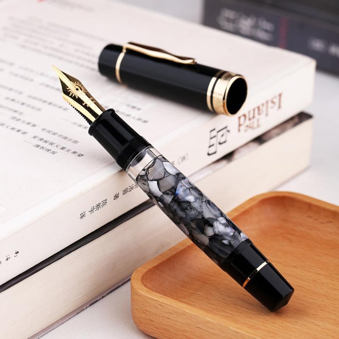 Majohn P139 Fountain Pen Shell Gray Resin Pen, Size 6/8 EF/F/M Nib ...