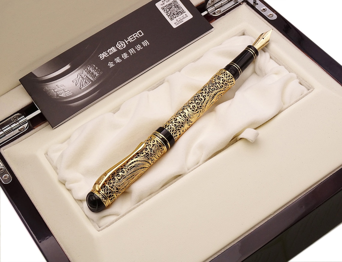 Handmade Hero 3000 18K Golden Fountain Pen the Imperial - Etsy