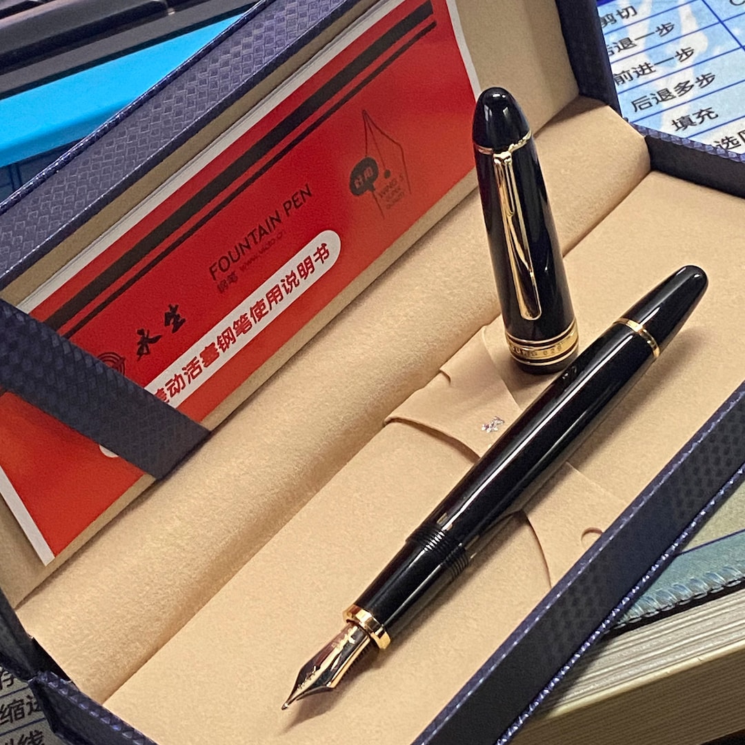 Wingsung 629 Piston Fountain Pen 14K Gold Nib, F/M/B Long Knife/ Blade ...