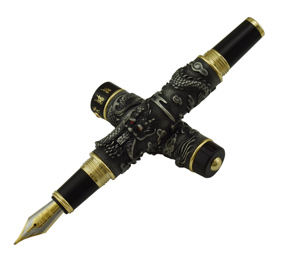Jinhao Black Dragon Fountain Pen Iridium Ef/f/m/bent Nib - Etsy