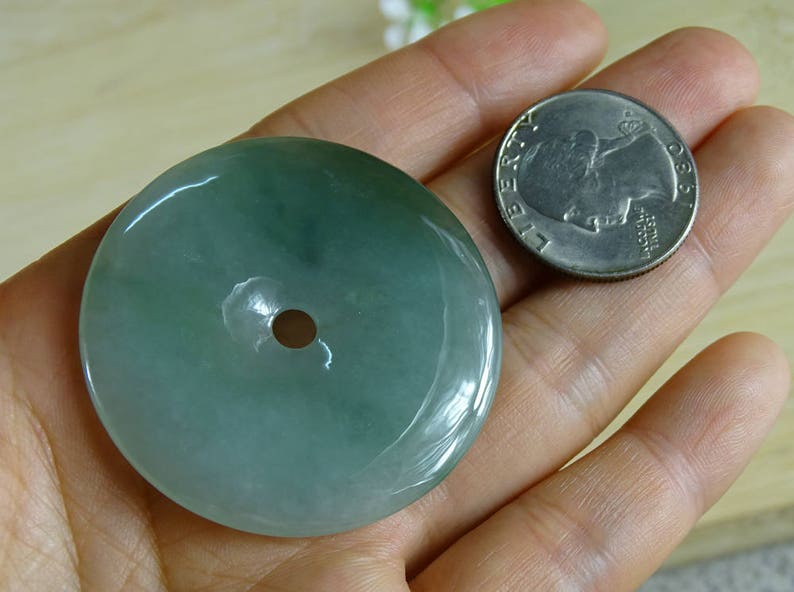 Green Jade Jadeite Pendant Circle Donut Natural Certificate | Etsy