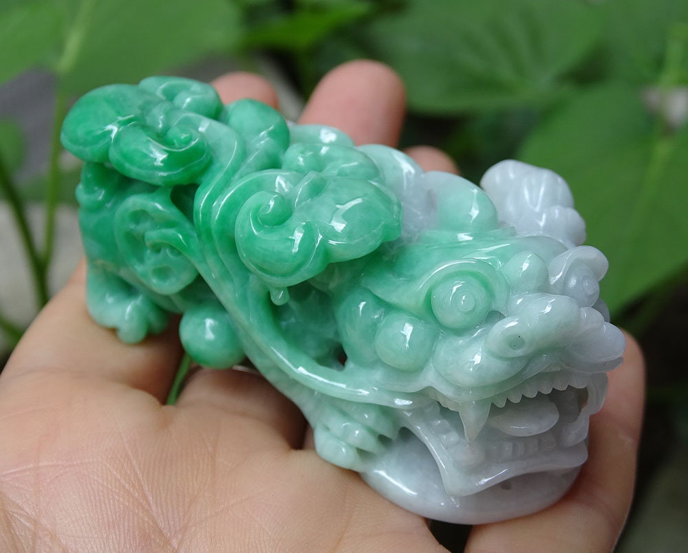 Certified Handmade Rich Green Jade Pendant Pixiu Type A | Etsy