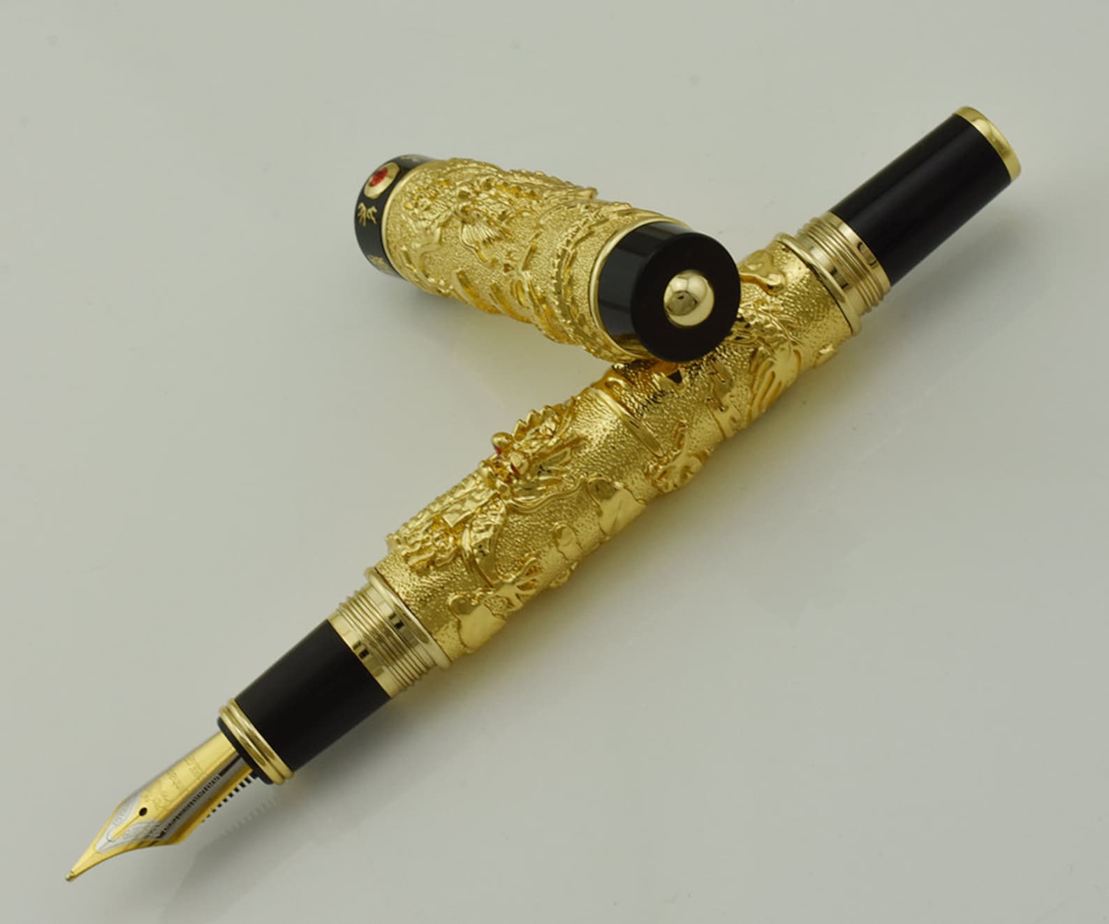 Jinhao Golden Dragon Fountain Pen Iridium Ef/f/m/bent Nib - Etsy