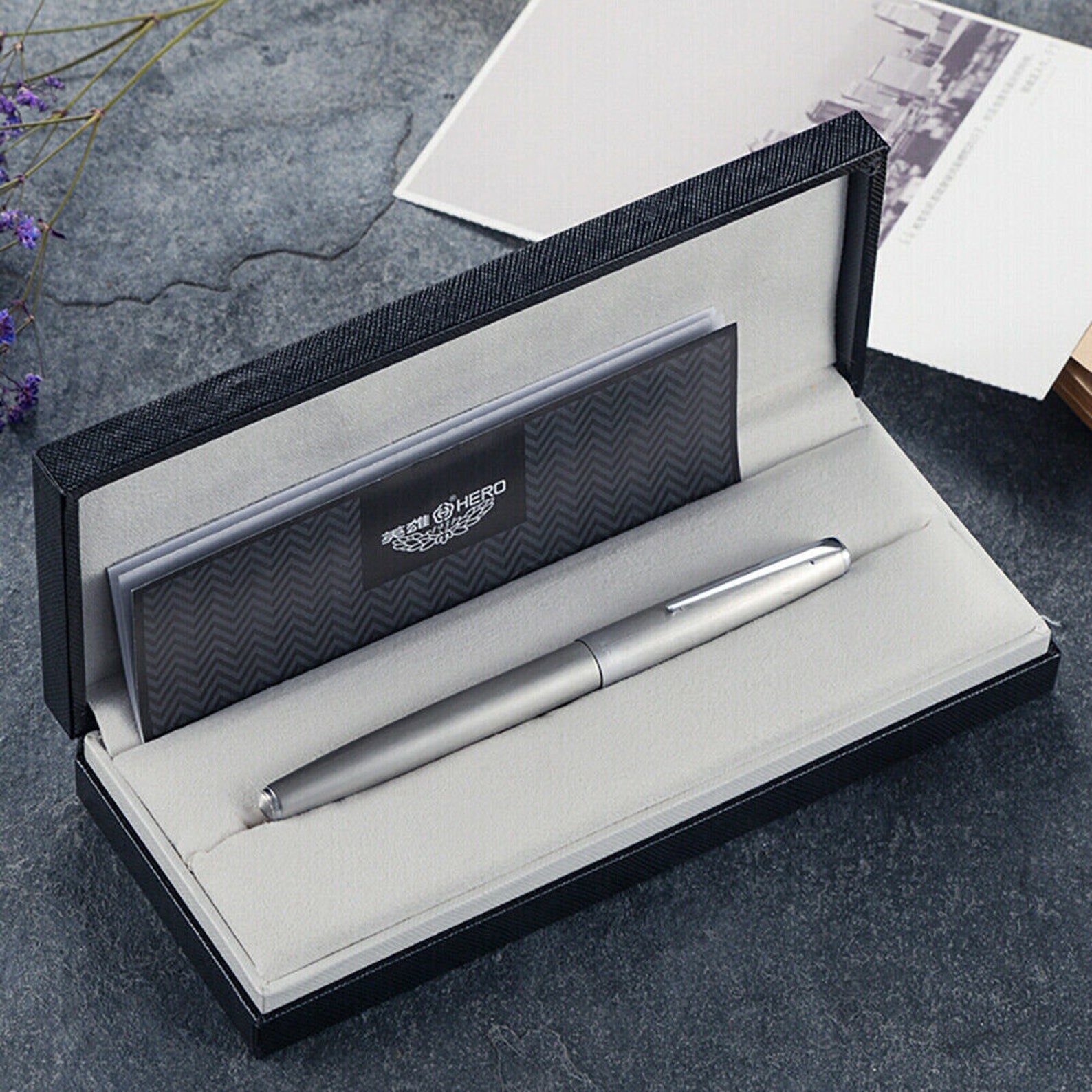 Hero 100 Series 14K Gold Classic Fountain Pen Matte Steel | Etsy