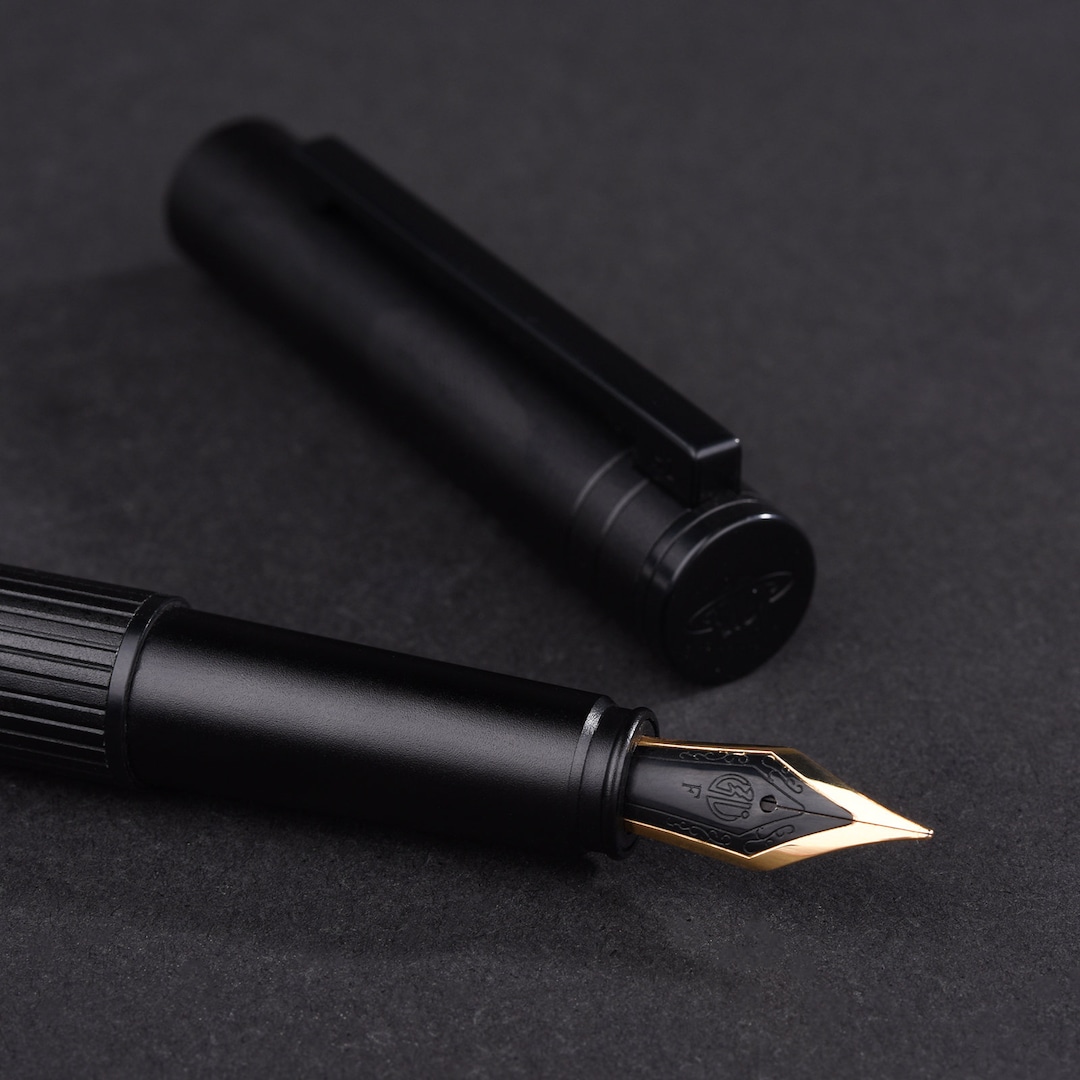 Hongdian H1 Black/ Silver Aluminum Fountain Pen, Extra Fine/ Fine/ Bent ...