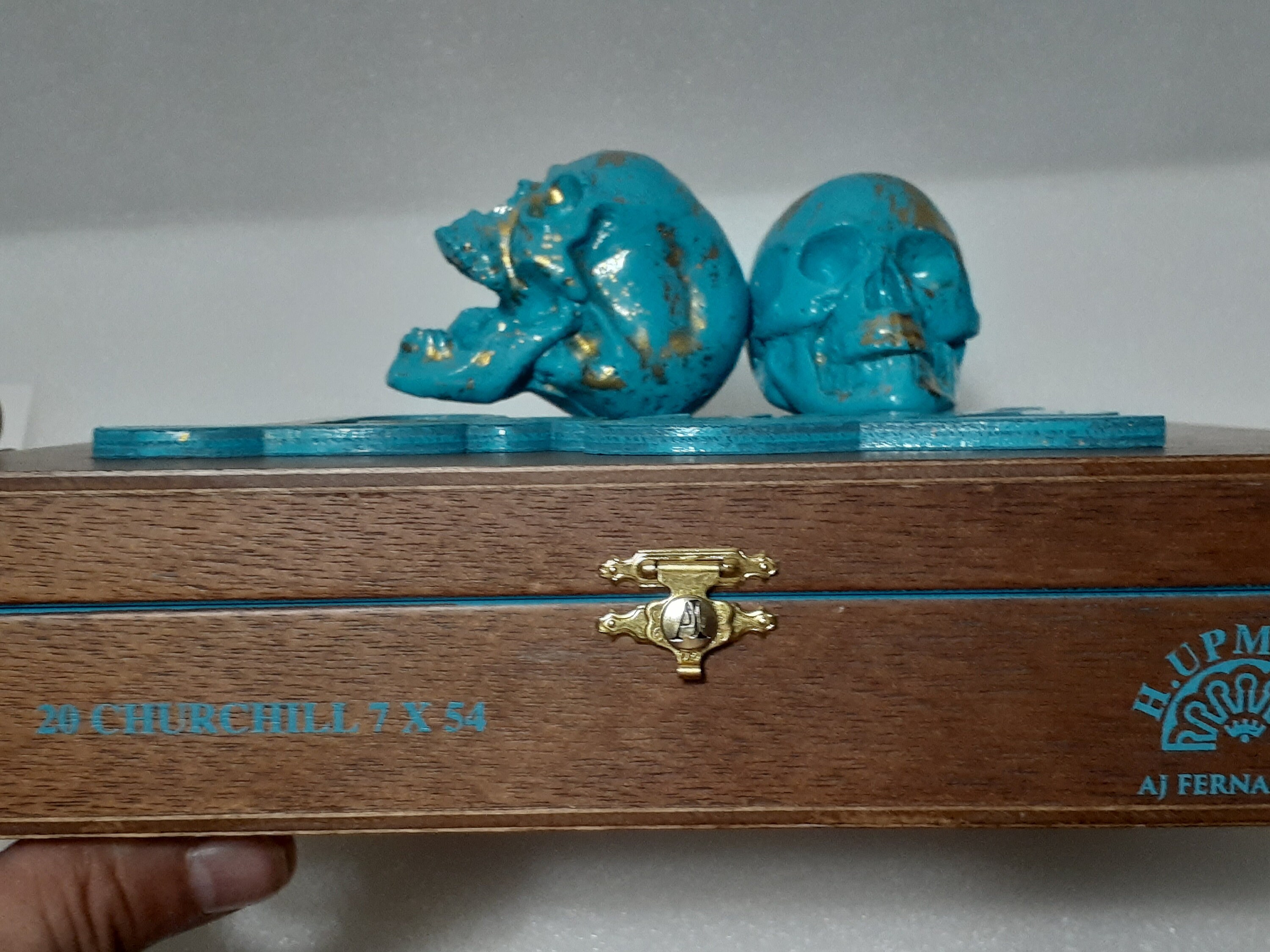 Aqua Blue Skull Theme Wood Storage Box - Etsy
