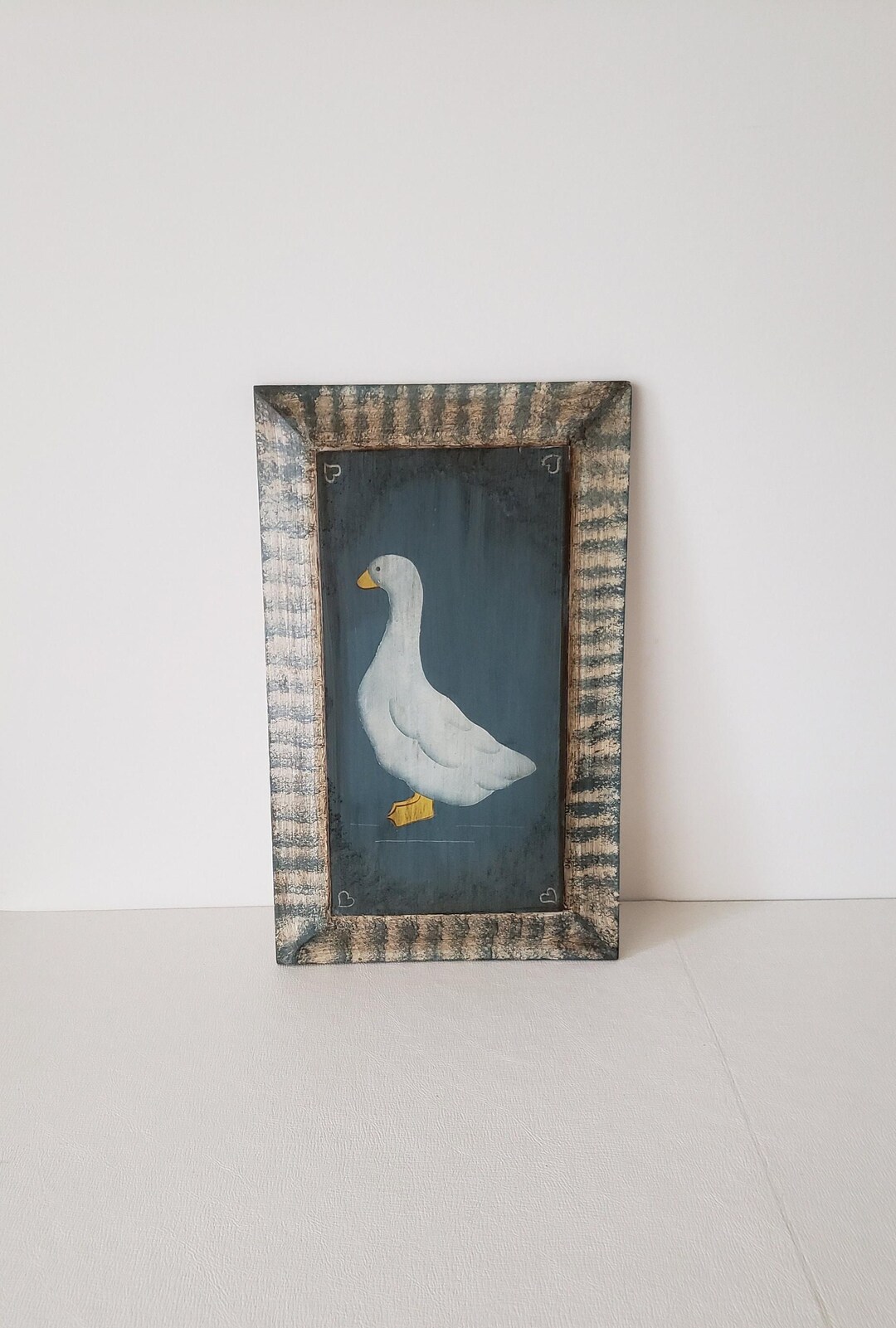 Vintage Hand Crafted Duck Wood Wall Plaque: Friendly Hearts 1987 ...