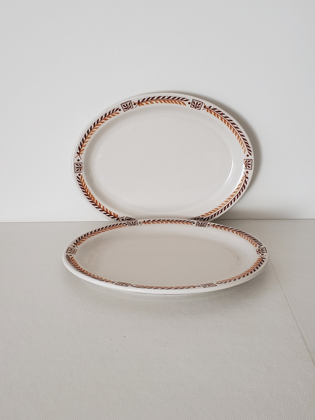 Vintage Buffalo China Oval Plates: Restaurant Ware With Leaf Trim (set ...