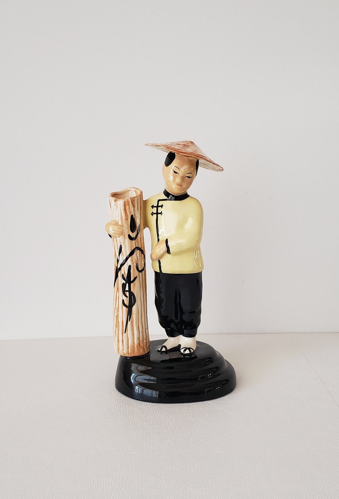 Walter Wilson Ho Jai Figurine Vase: Hand-painted Asian Boy Flower ...