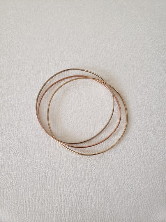Vintage Triple Bangle Set- Rare Larger Size! - Gem