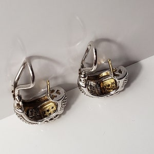 Judith Ripka Two Diamond 18K Yellow Gold 925 Sterling Silver Huggie ...