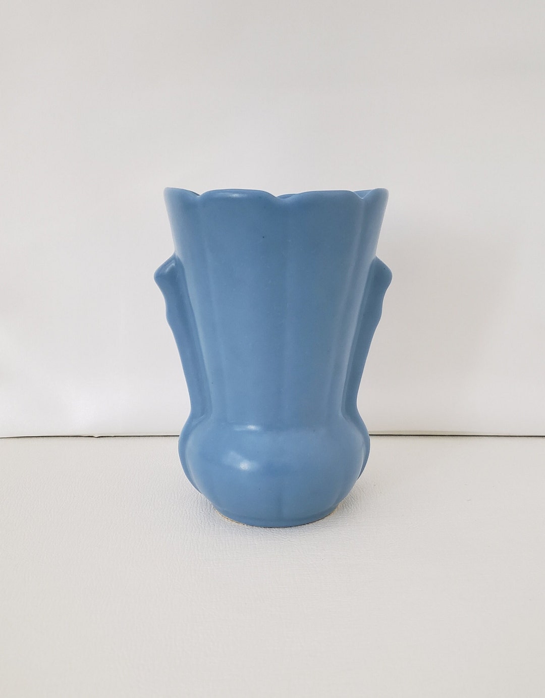 Vintage Bauer Cal-art Vase: 1930s Ray Murray Design, Matte Blue Pottery ...