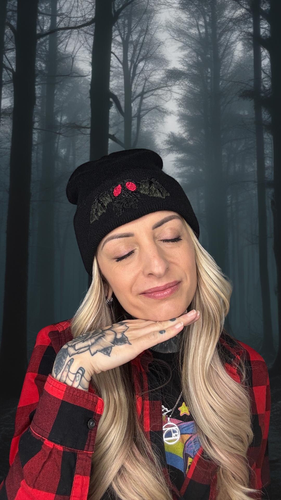Mothman Winter Hat- Hand Embroidered Hat - Cryptid Hat - Mothman Beanie ...