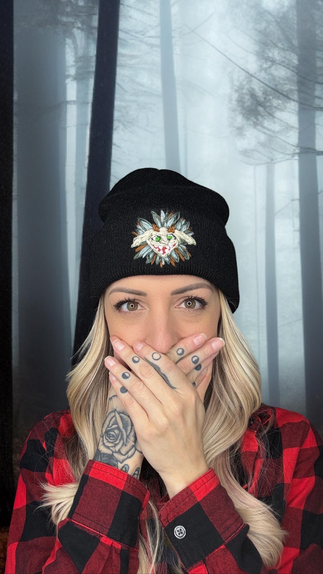 Hand Embroidered Pukwudgie Beanie - Cryptid Winter Hat - Etsy