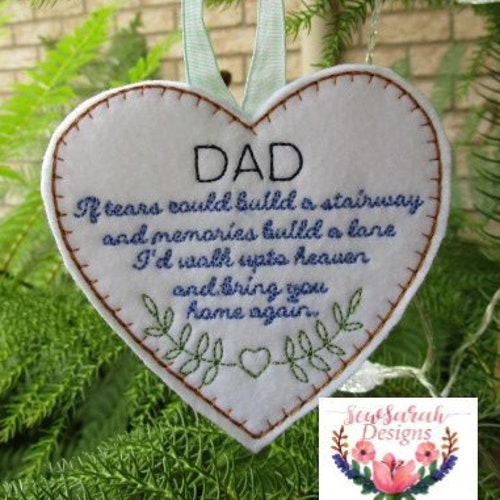 Machine Embroidery Design Memory Heart Quote Decoration | Etsy