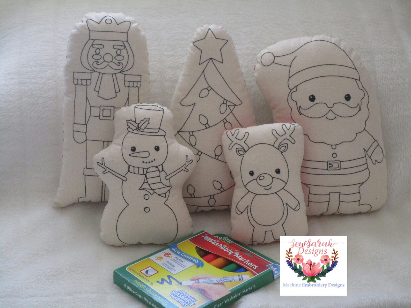 Machine Embroidery Design -ITH Colouring in Christmas Stuffies Set of 5 ...