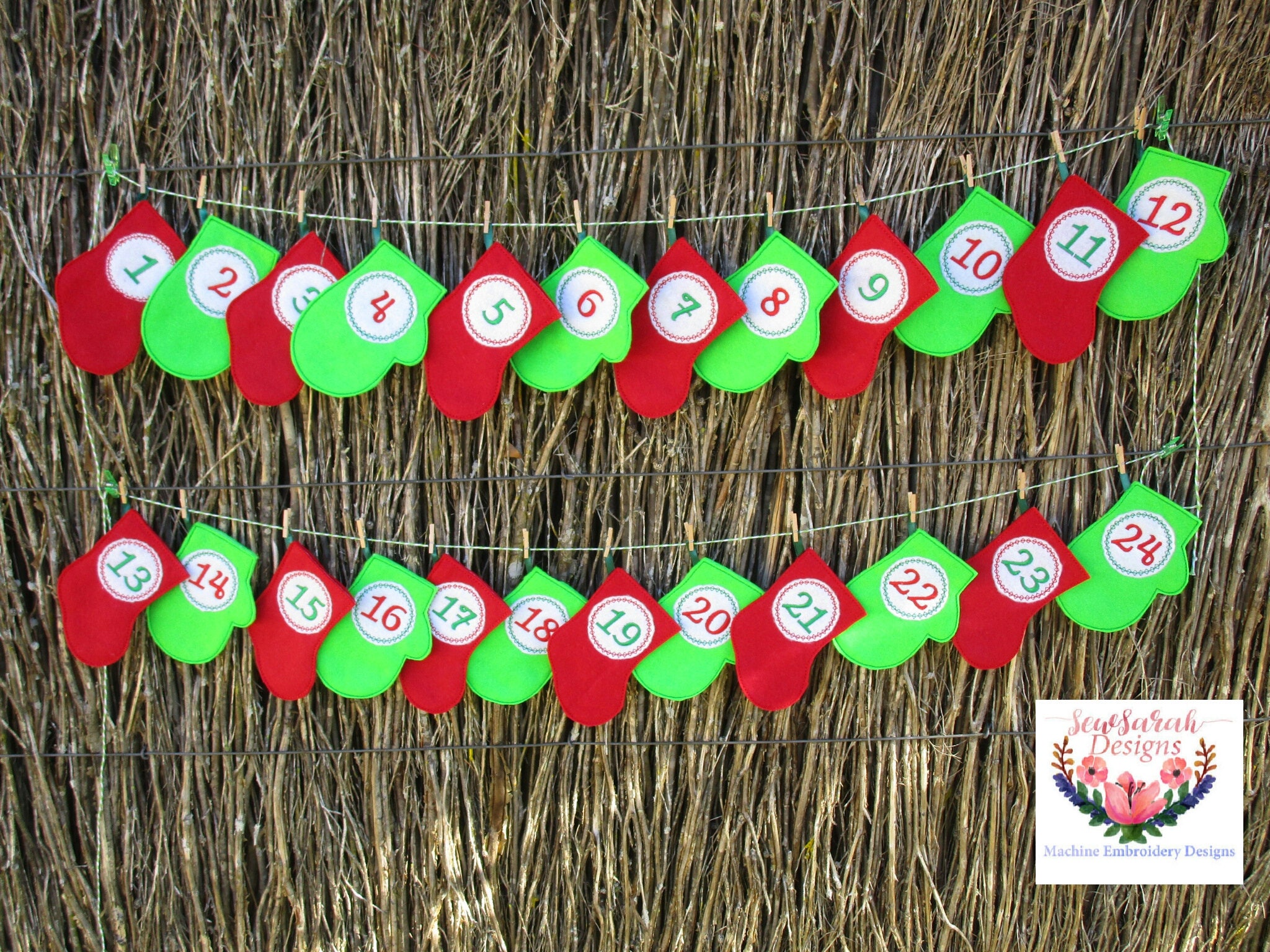 Machine Embroidery Design -ith Christmas Countdown Garland Bunting (5 ...