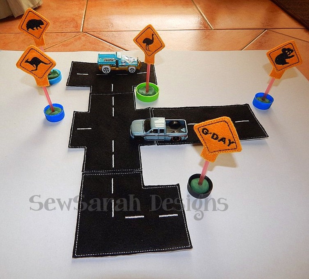 Machine Embroidery Design -ITH Felt Road and Road Signs Set (5x7 for ...