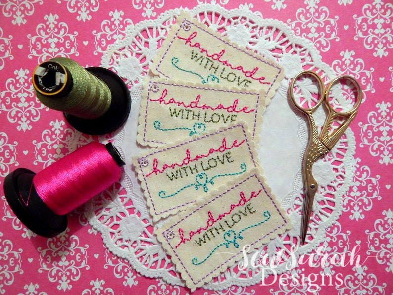 Machine Embroidery Design ITH Handmade With Love Tag 4x4 - Etsy Australia