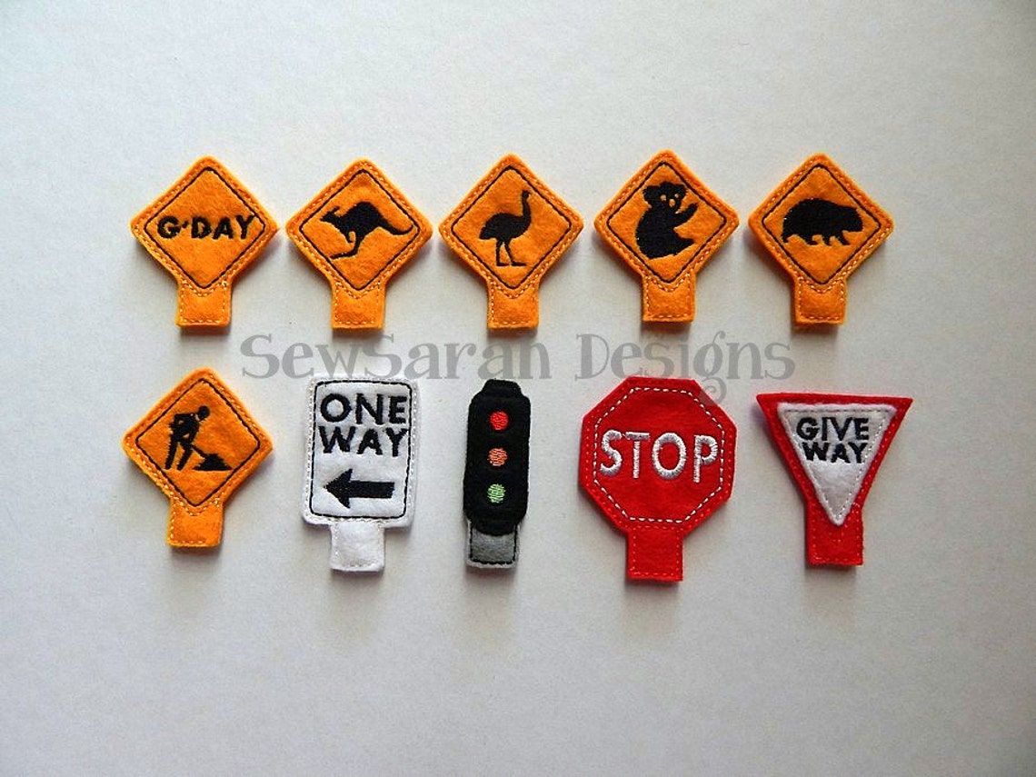 Machine Embroidery Design -ITH Felt Road and Road Signs Set (5x7 for ...