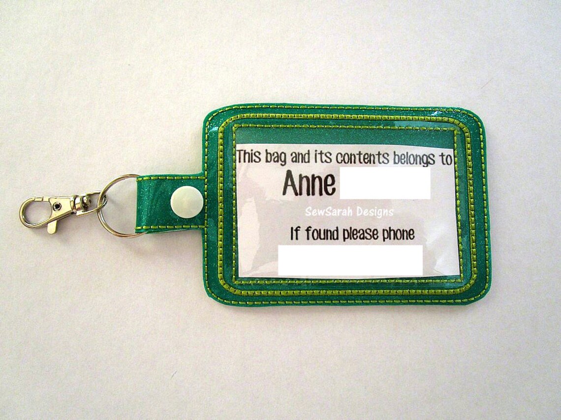 Machine Embroidery Design -in the Hoop Bag Tag (5x7) Instant Digital ...