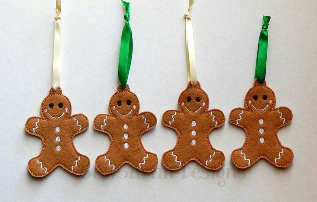 Machine Embroidery Design -ITH Gingerbread Man Christmas Ornament (4x4 ...