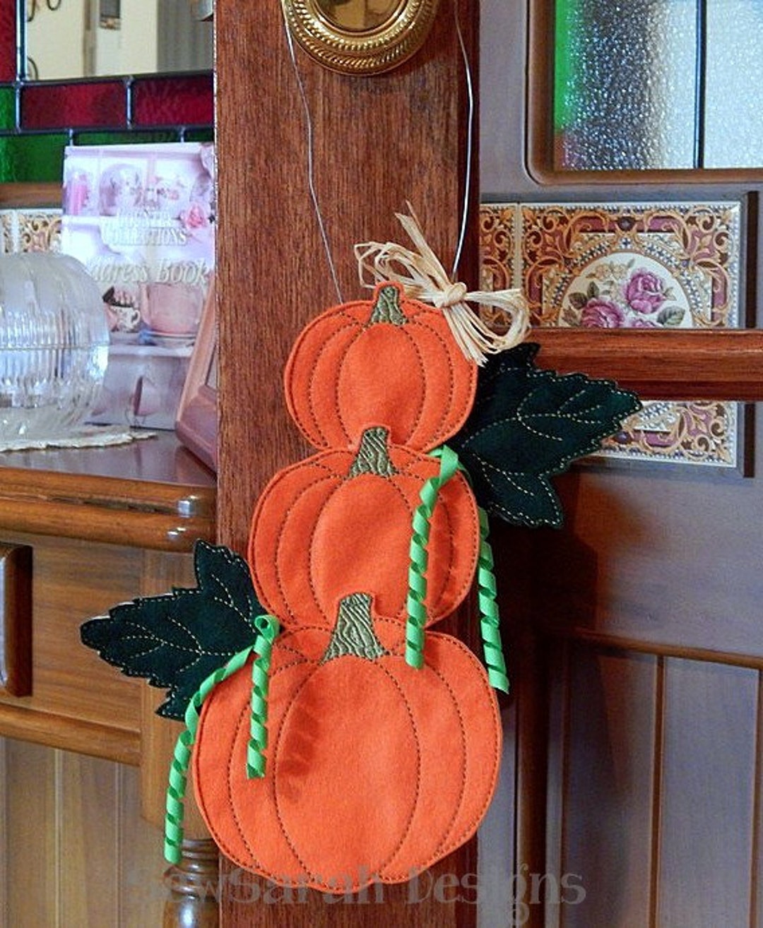 Machine Embroidery Design -ITH Pumpkin Door Hanger - (4x4, 5x7 & 6x10 ...
